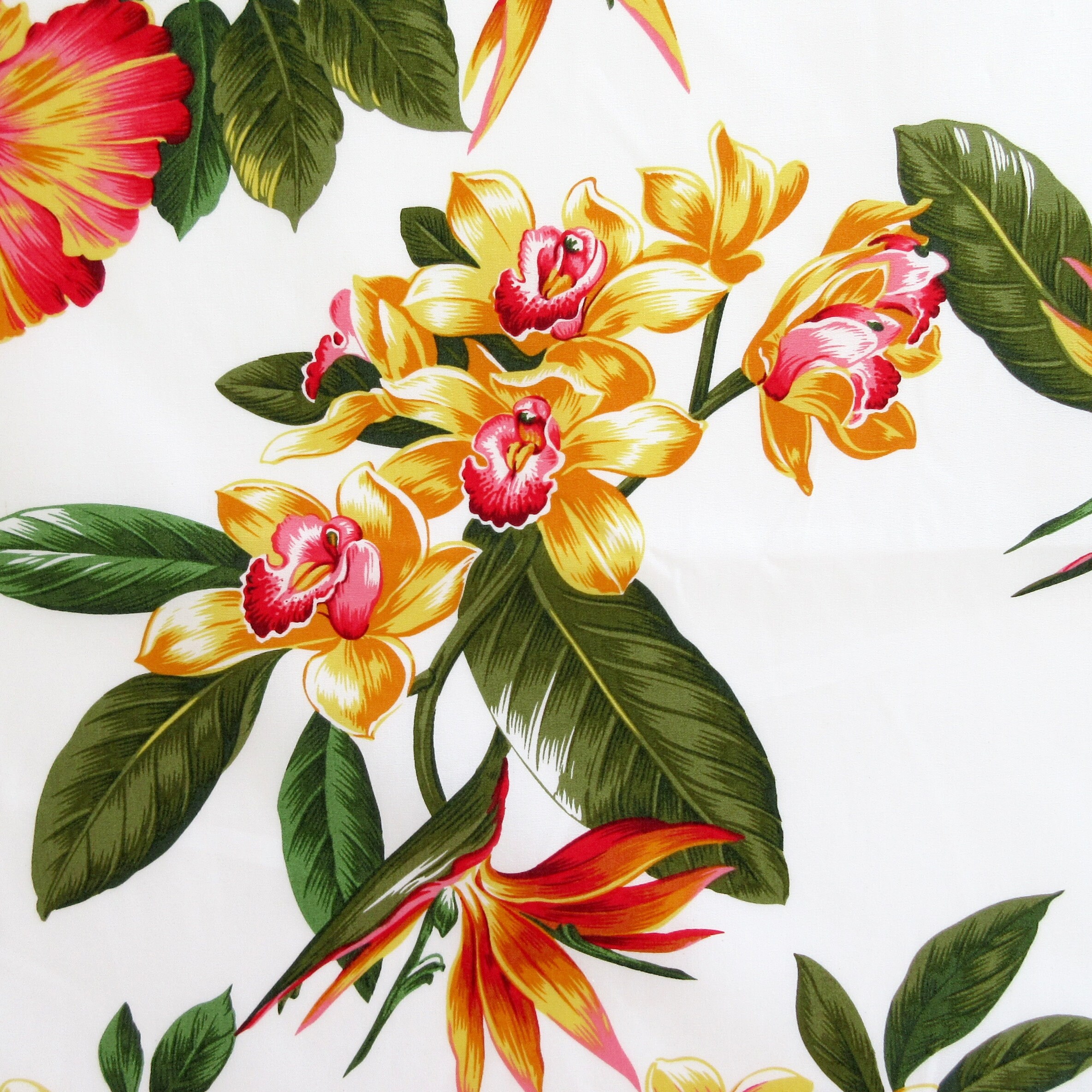 Hawaiian Fabric Mahalo Floral on White by the Half or Full - Etsy