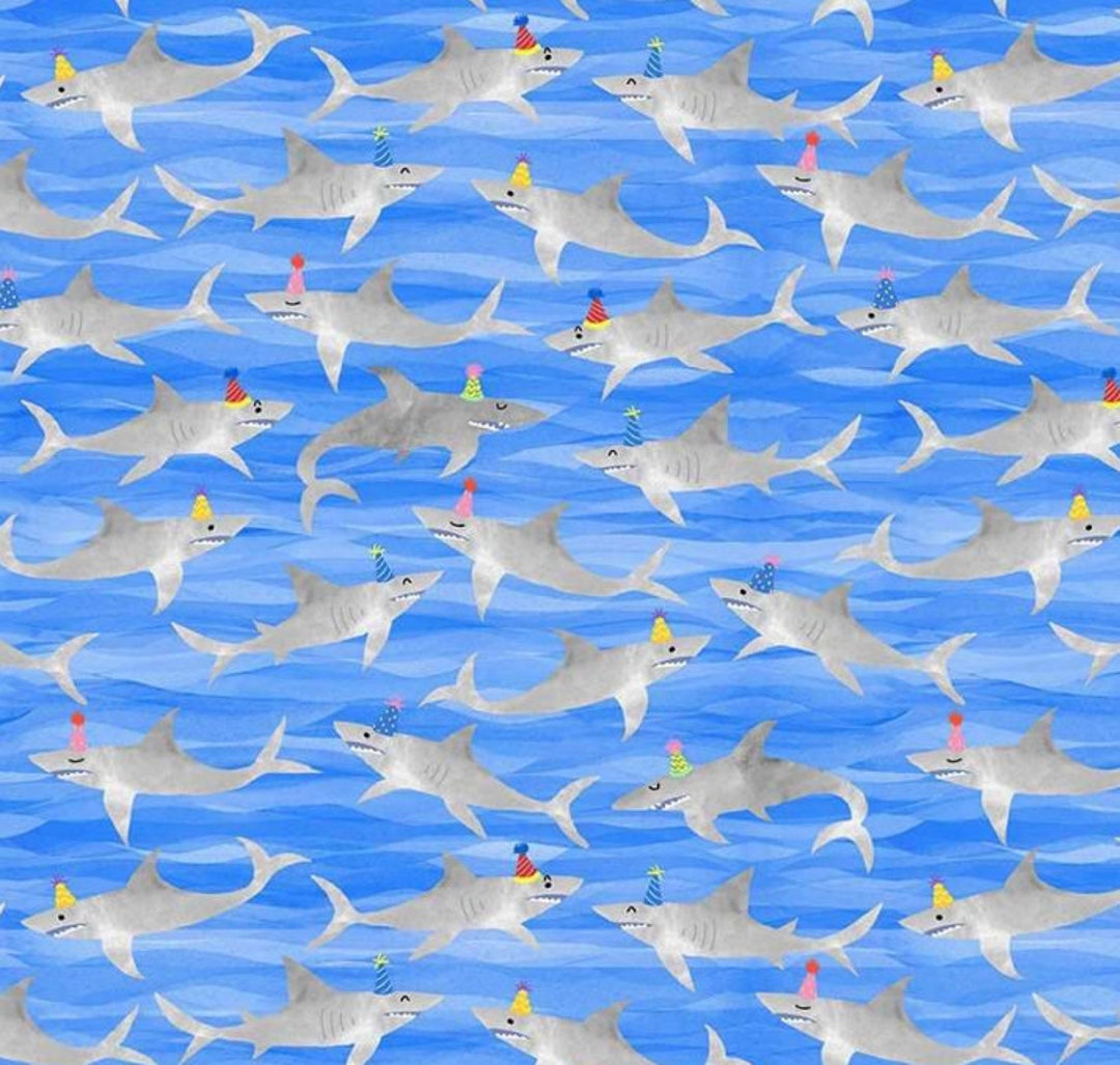 Shark Fabric, Shark at the Party, Party Animal by Timeless Treasures ...
