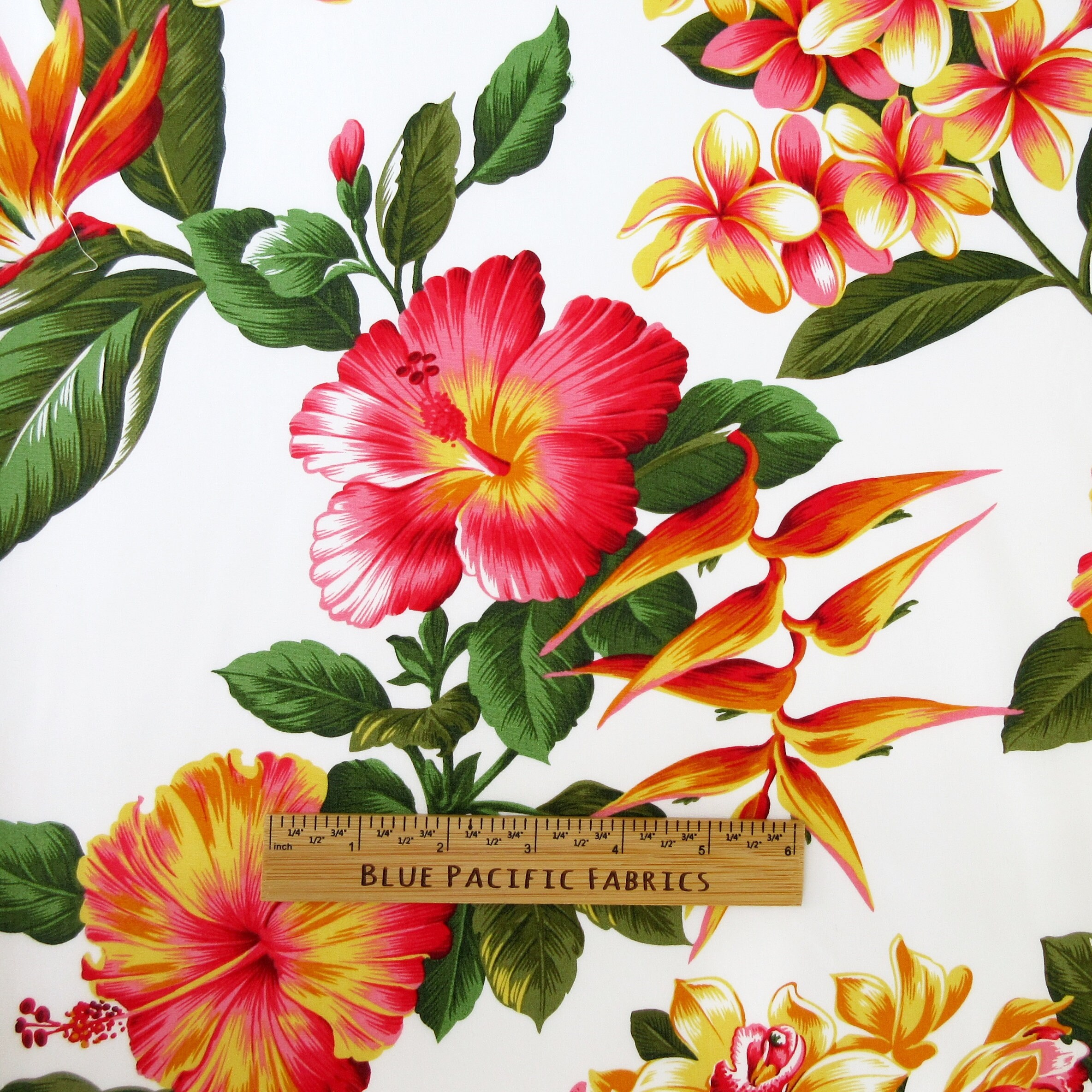 Hawaiian Fabric Mahalo Floral on White by the Half or Full - Etsy
