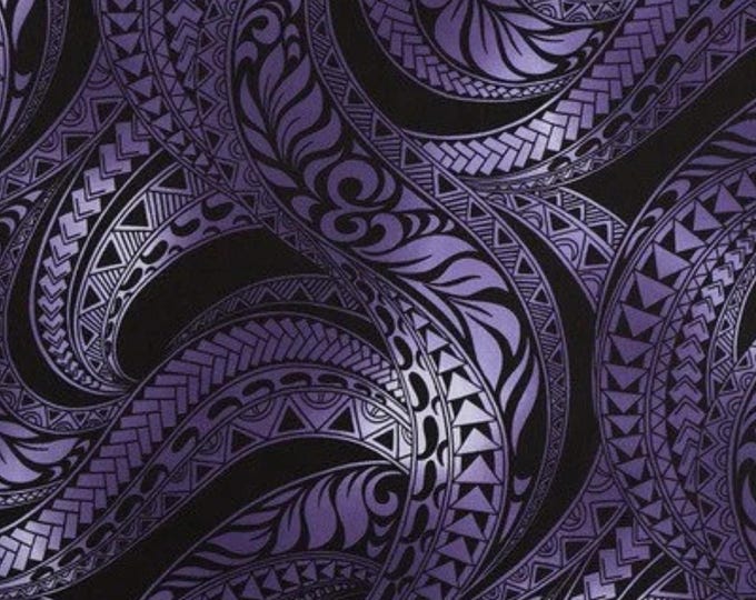Fabric, Aloha Island Floral in Purple, Tropical Hawaiian, by the Half ...