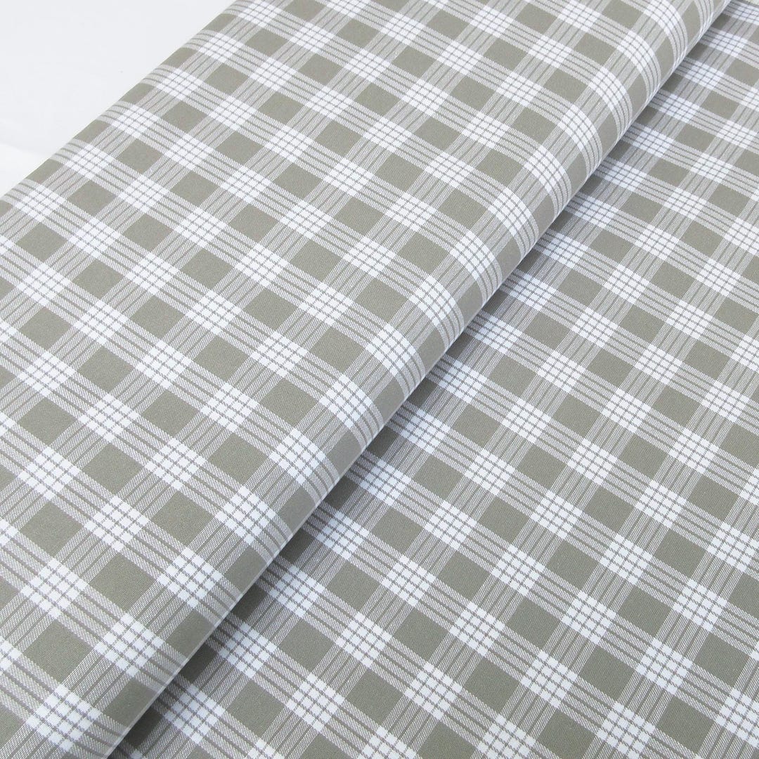Fabric, Gray Yarn Dyed Palaka Hawaiian Plaid, 100% Cotton Woven, by the ...
