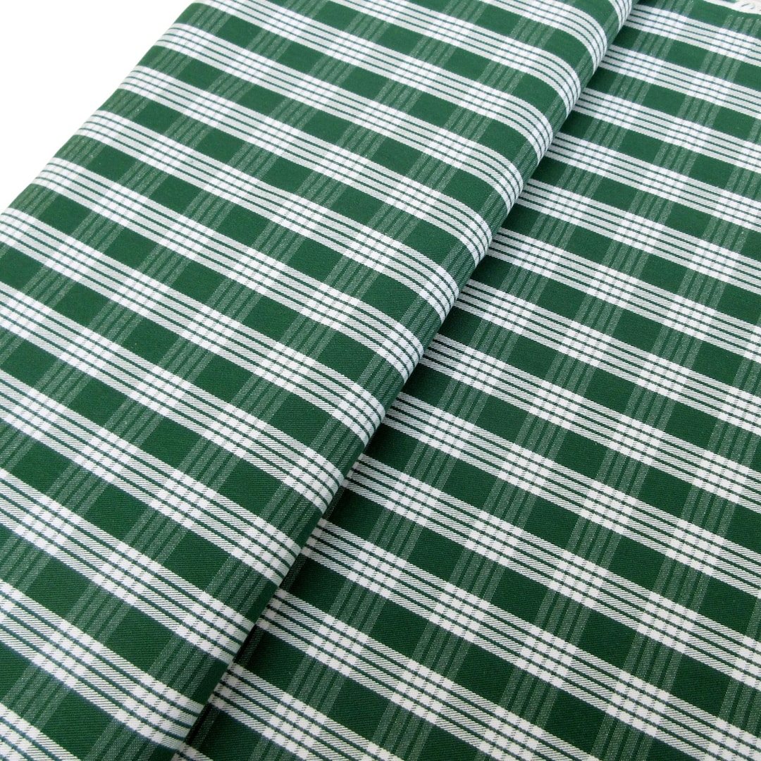 Fabric, Green UH Palaka Yarn Dyed Hawaiian Plaid, 100% Cotton Woven ...