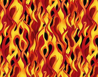 Fabric, Wheels on Fire in Orange and Black, Fire Flames, Alexander ...