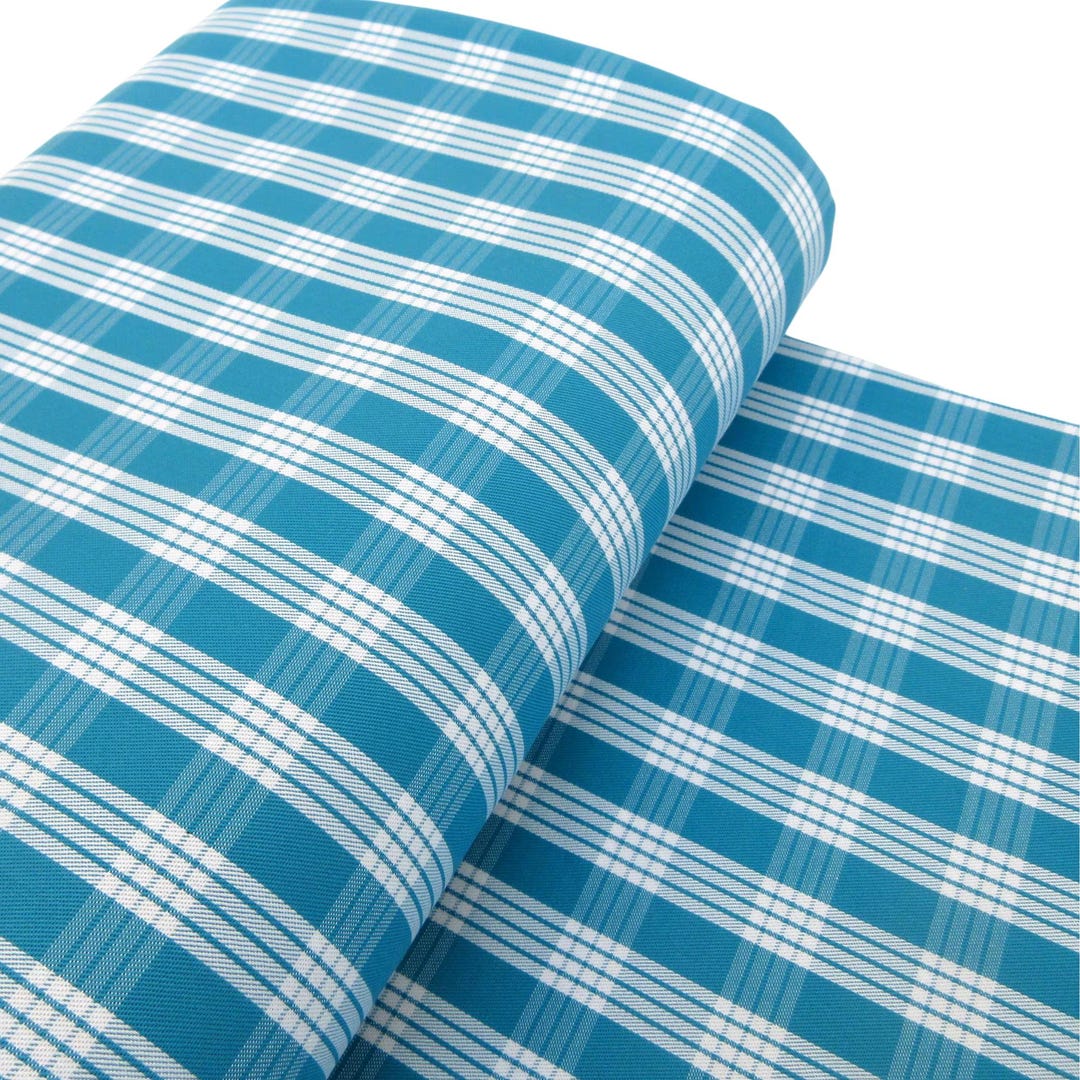 Fabric, Turquoise Yarn Dyed Palaka Hawaiian Plaid, 100% Cotton Woven ...