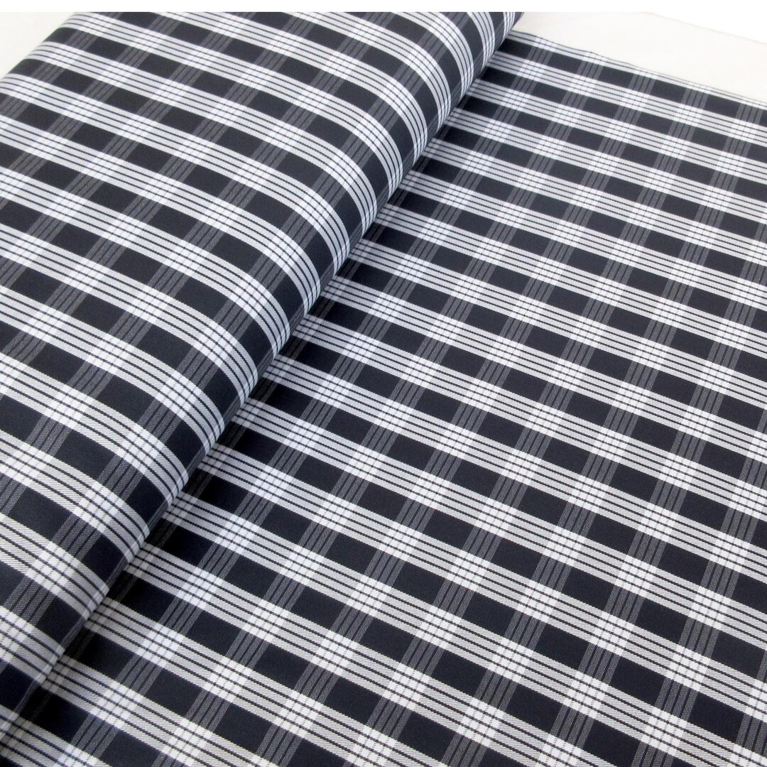 Fabric, Yarn Dyed Palaka Hawaiian Plaid in Navy Blue, 100% Cotton Woven ...