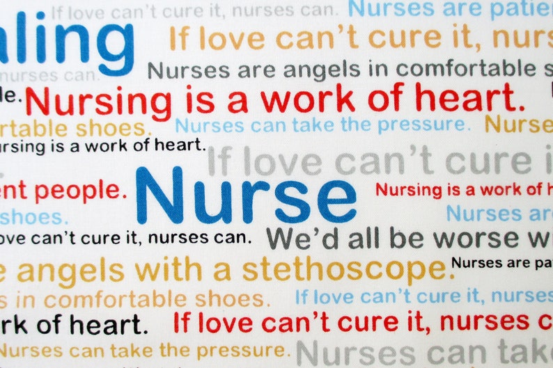 Fabric, Calling All Nurses, Nurses Words and Phrases, White, Windham ...