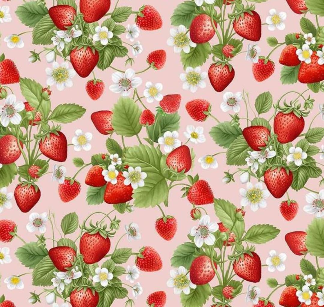 Strawberry Fabric, Strawberries Bouquet, Berry Sweet by Timeless Treasures, by the Half or Full ...