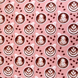 Coffee Fabric, Latte Art on Pink, Coffee Talk by Paintbrush Studio, by ...
