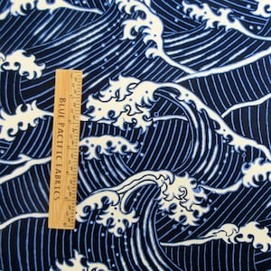 Ocean Fabric, the Great Wave in Indigo by Alexander Henry, Large Scale ...