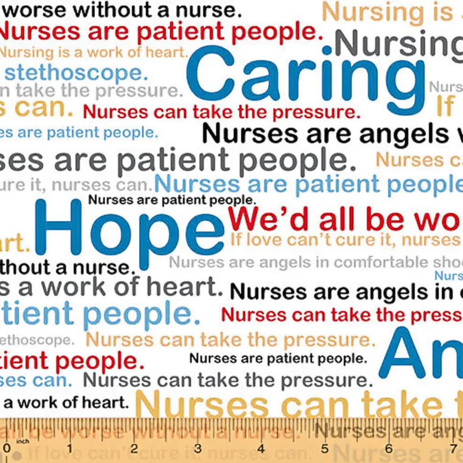 Fabric, Calling All Nurses, Nurses Words and Phrases, White, Windham ...
