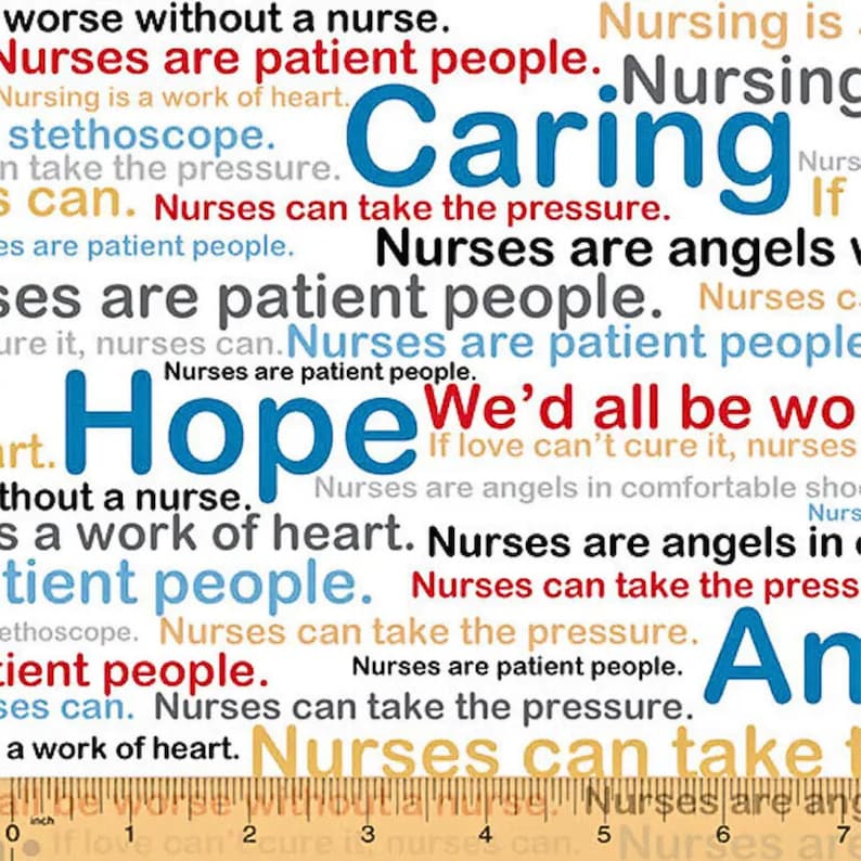 Fabric, Calling All Nurses, Nurses Words and Phrases, White, Windham ...