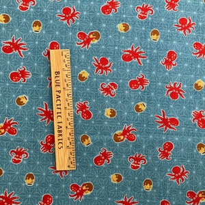 Octopus Fabric, Cotton DOBBY, Fuku Octopi on Blue, Japanese Import, by ...
