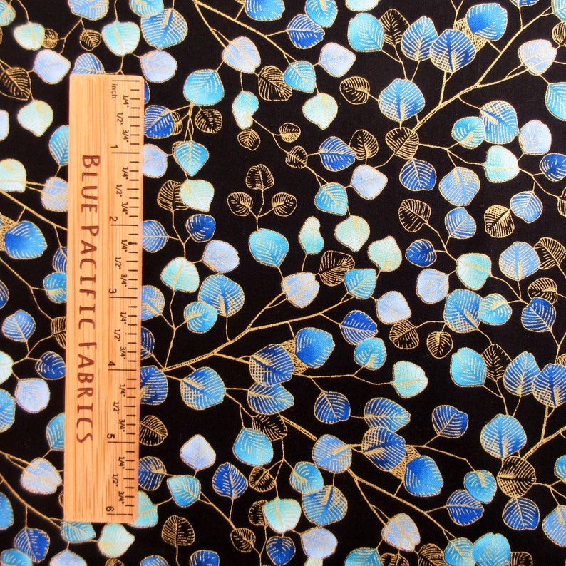 Leaf Fabric Metallic Leaves on Branches Royal Plume by - Etsy