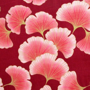Gingko Fabric, Large Ginkgo Leaves on Burgundy, Last One Yard - Etsy