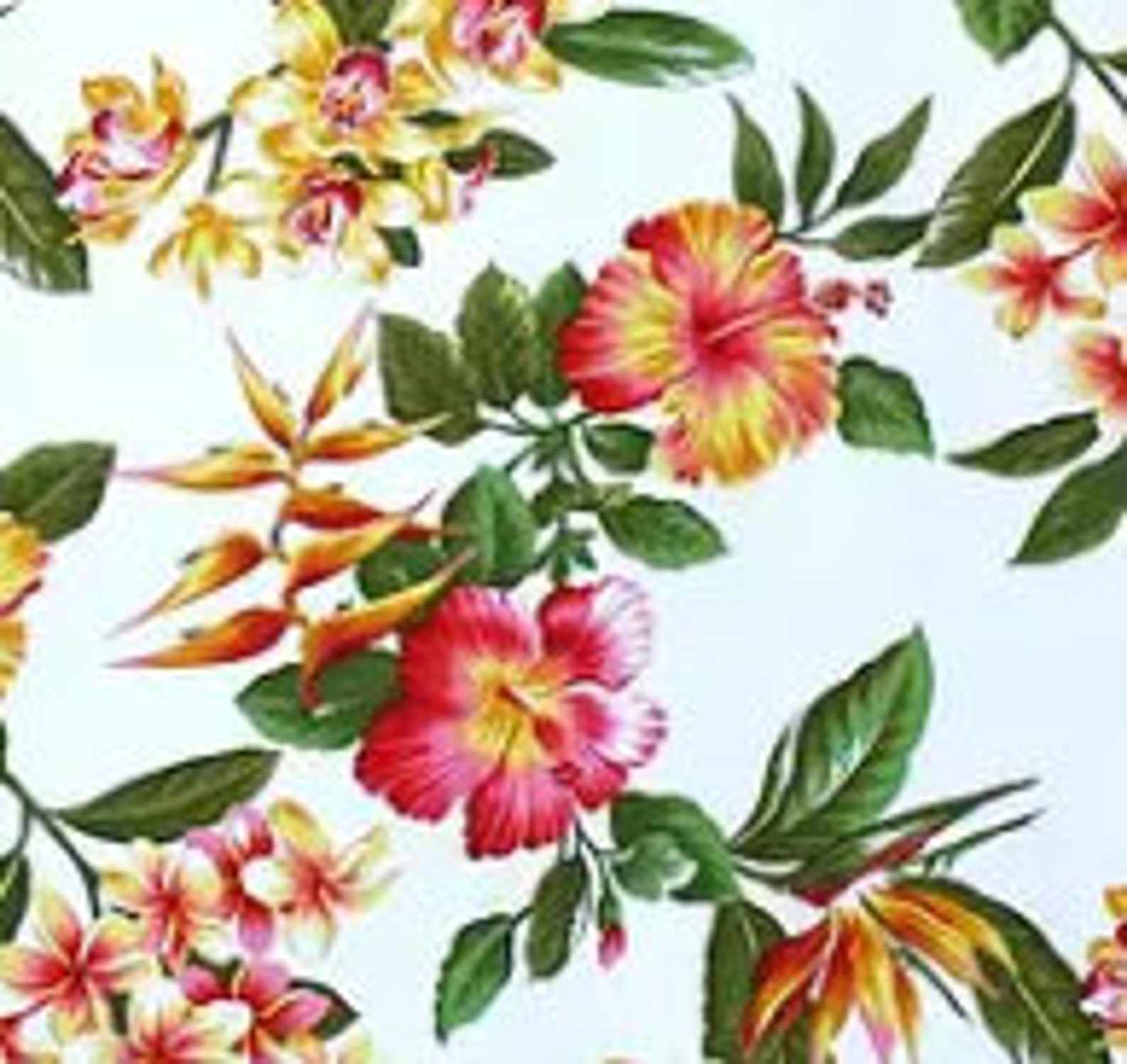 Hawaiian Fabric Mahalo Floral on White by the Half or Full - Etsy