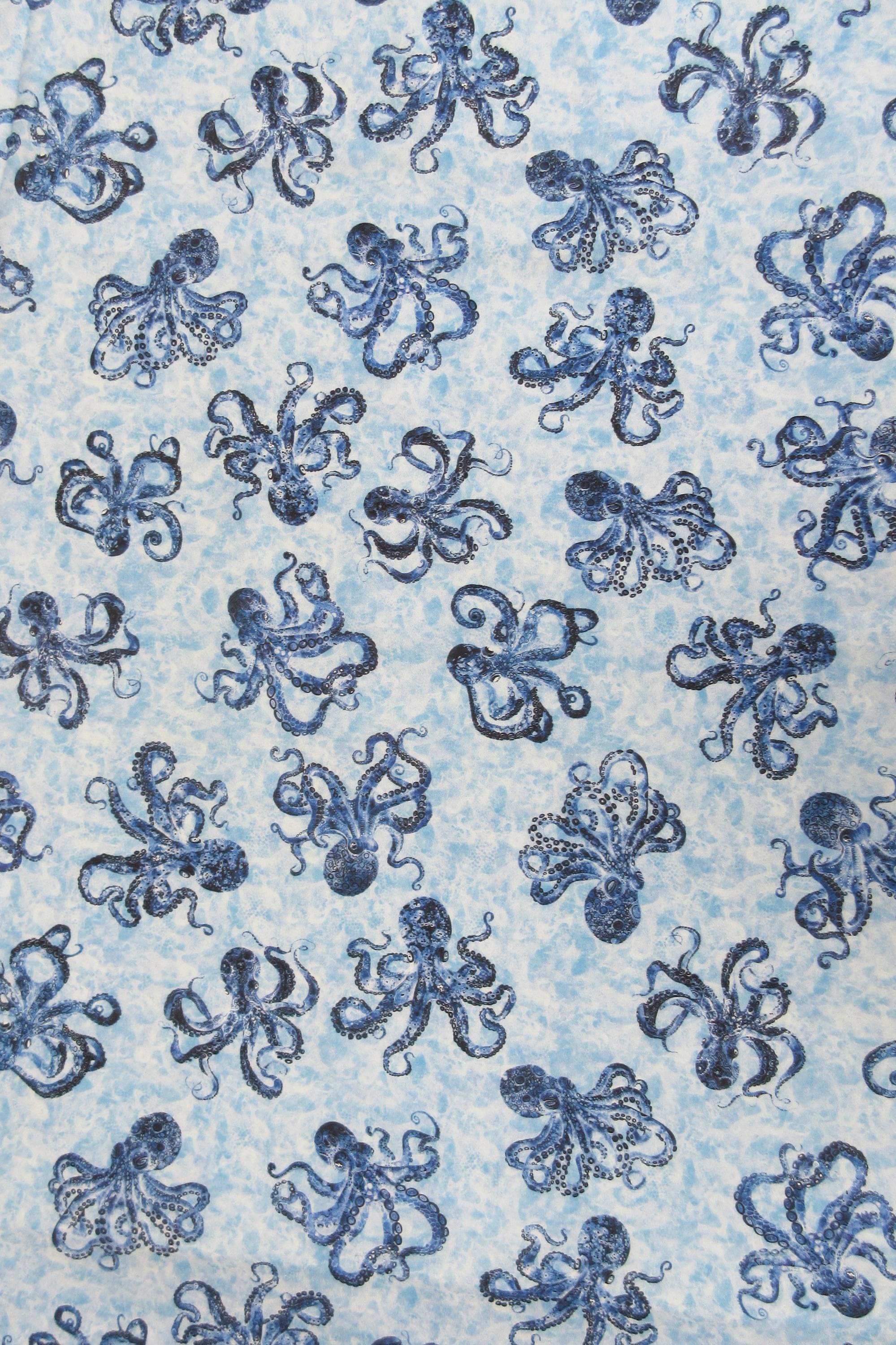 Octopus Fabric, Octopi on Blue, Ocean Blues by QT Fabrics, by the Half ...