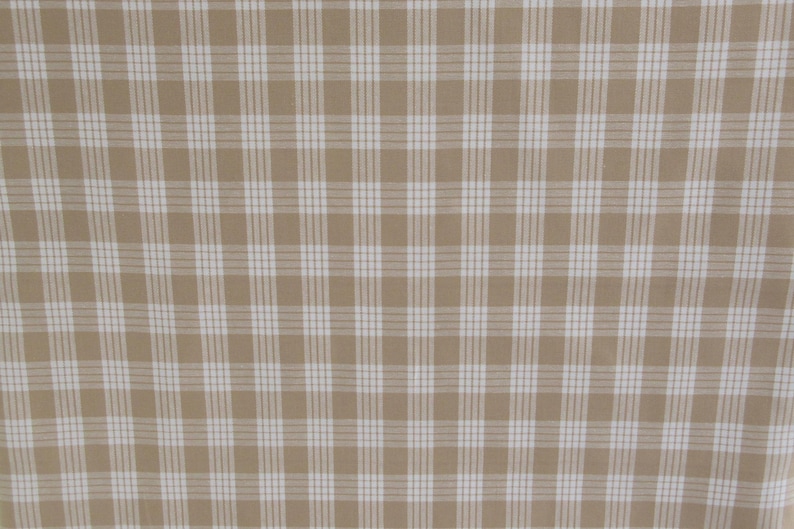 Fabric, Beige Yarn Dyed Palaka Hawaiian Plaid, 100% Cotton Woven by the ...