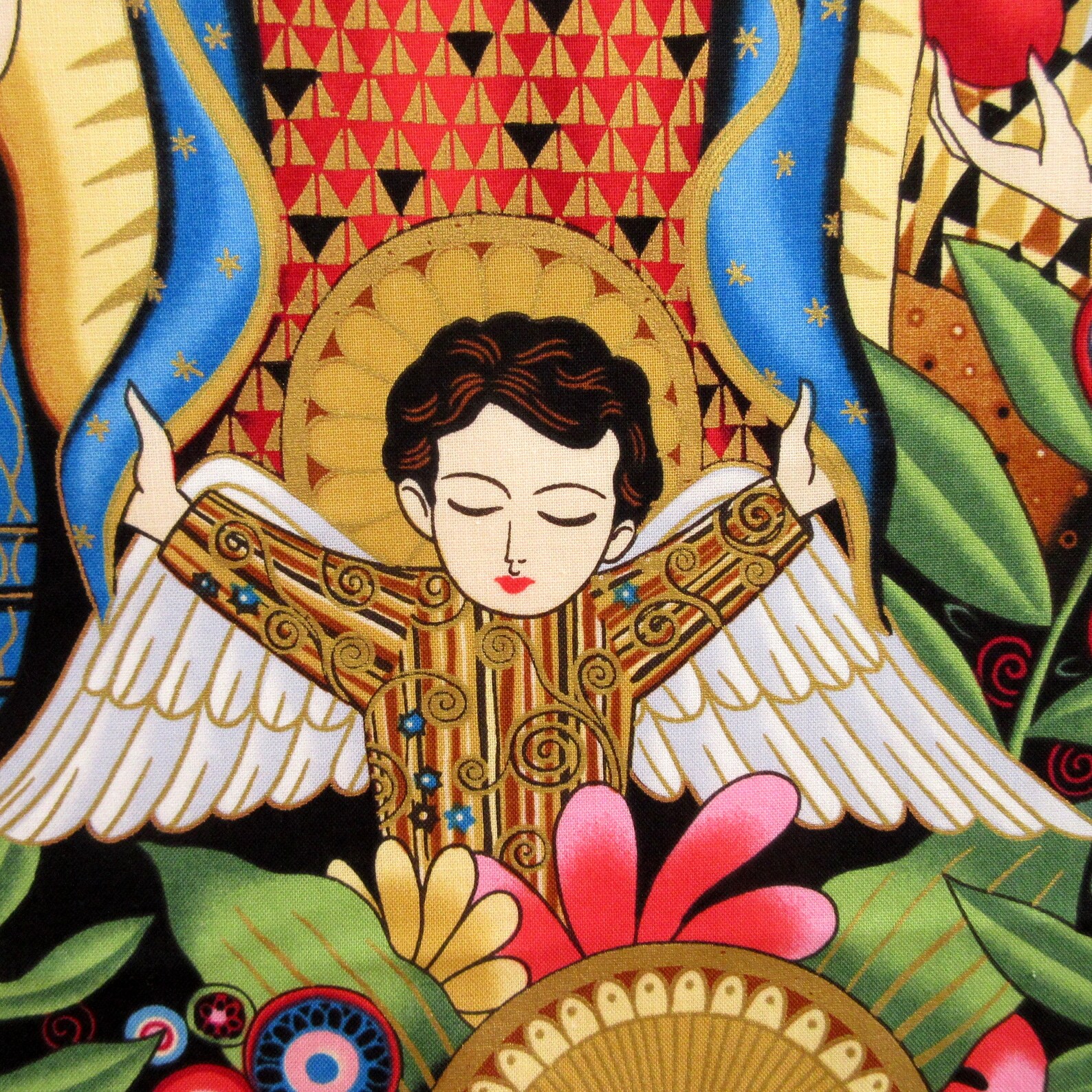 Angel Fabric Las Angelitas Bright LARGE Scale Angels by | Etsy