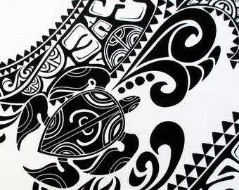 Tapa Fabric Turtle Tapa by Spellstone Tapa Tribal Print Turtle Tattoo ...