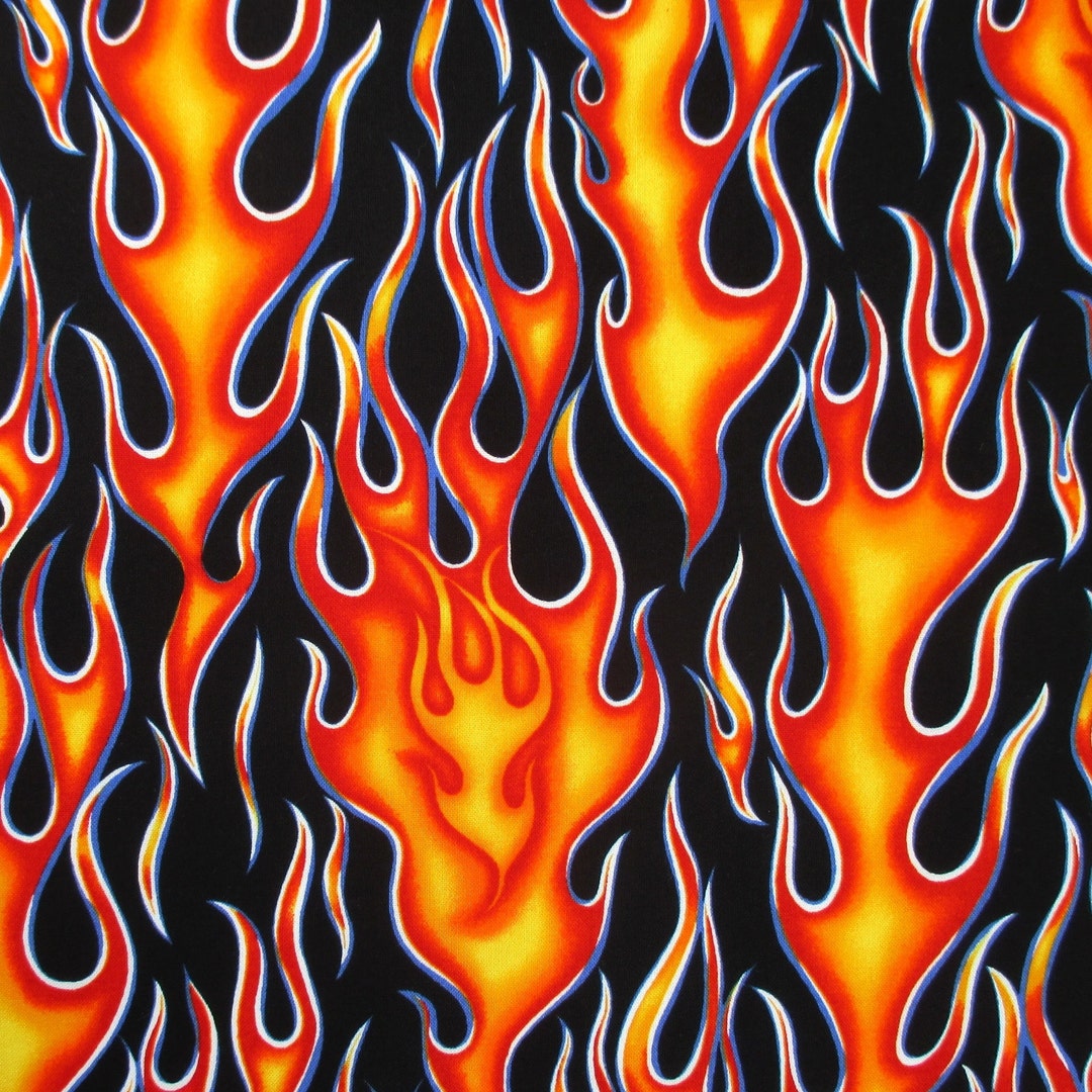 Fabric, Wheels on Fire in Orange and Black, Fire Flames, Alexander ...