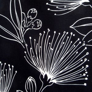Fabric, Big Lehua Blooms on Black, Large Scale Tropical Hawaiian, Last ...