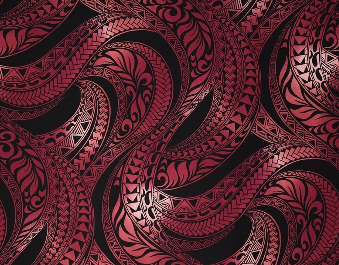 Hawaiian Fabric, Ombre Red Tapa Swirl, Large Scale Print, Last 26 ...