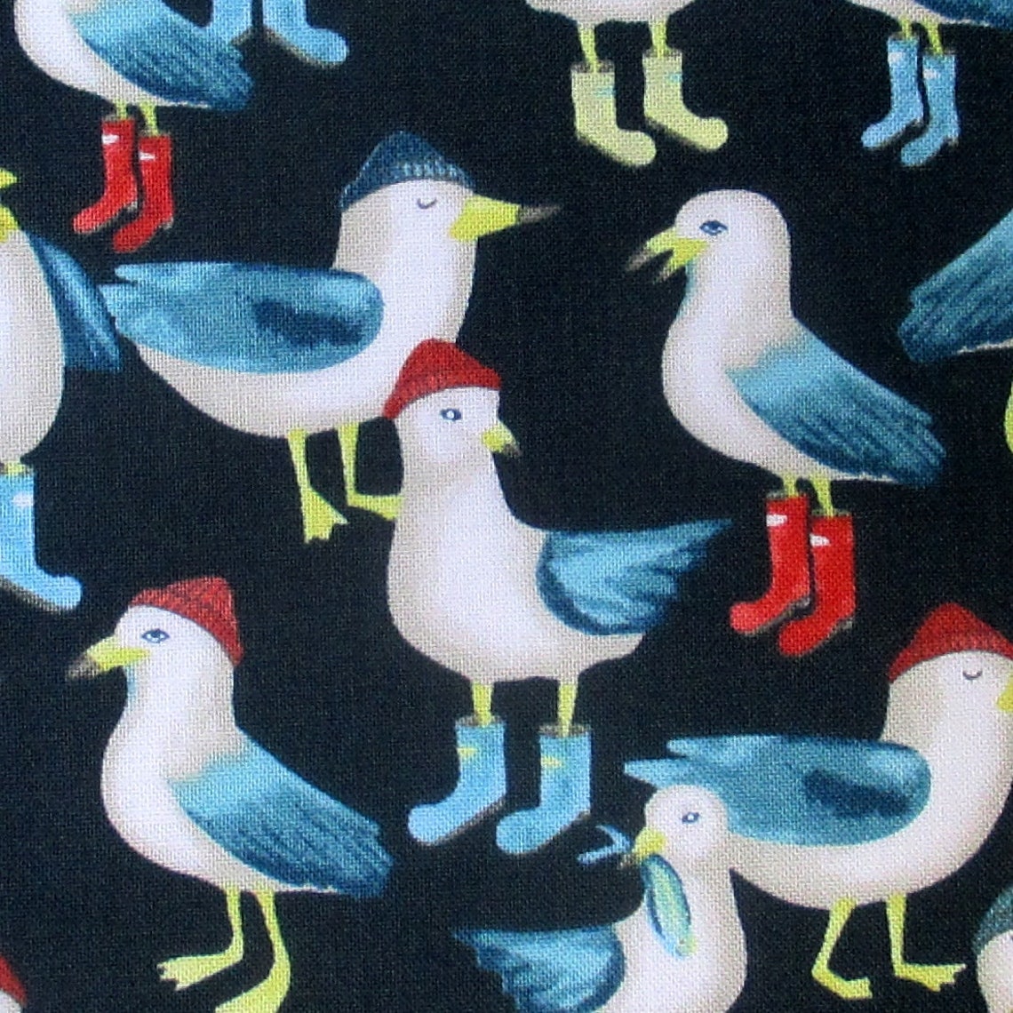 Seagull Sailor Fabric Flock of Seagulls in Navy Blue Hooked | Etsy
