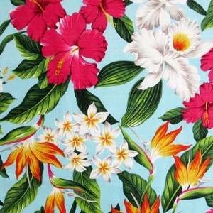 Hibiscus Fabric, Cotton DOBBY, Oahu Garden Floral, by the Yard - Etsy