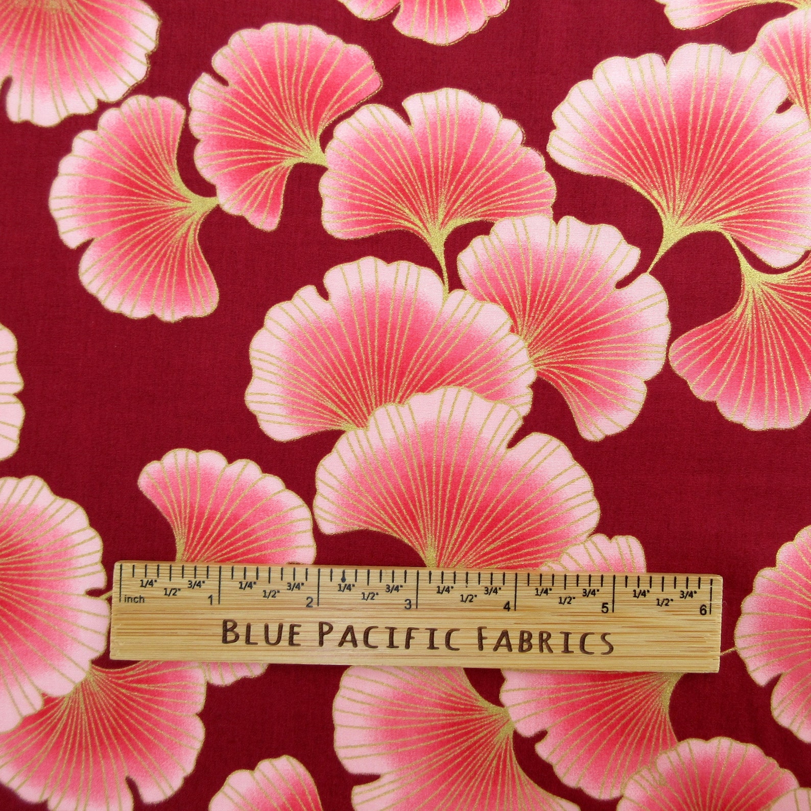 Gingko Fabric Large Ginkgo Leaves on Burgandy by the Half or - Etsy