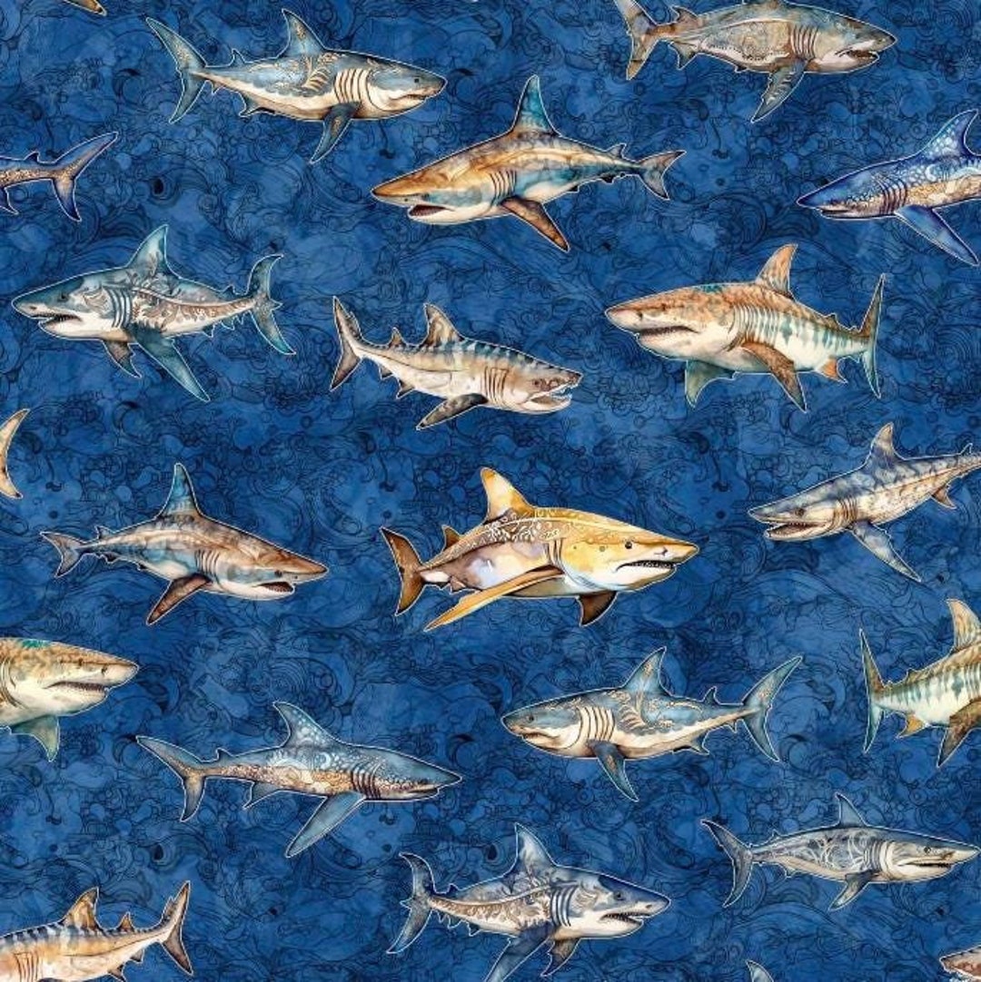 Shark Fabric, Atlantis by QT Fabrics, by the Half or Full Yard - Etsy