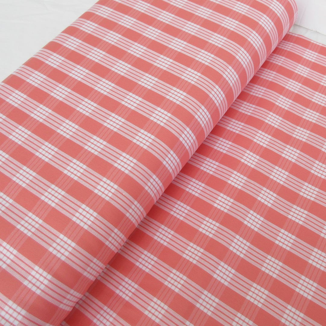 Fabric, Yarn Dyed Palaka Hawaiian Plaid in Guava Pink, 100% Cotton ...