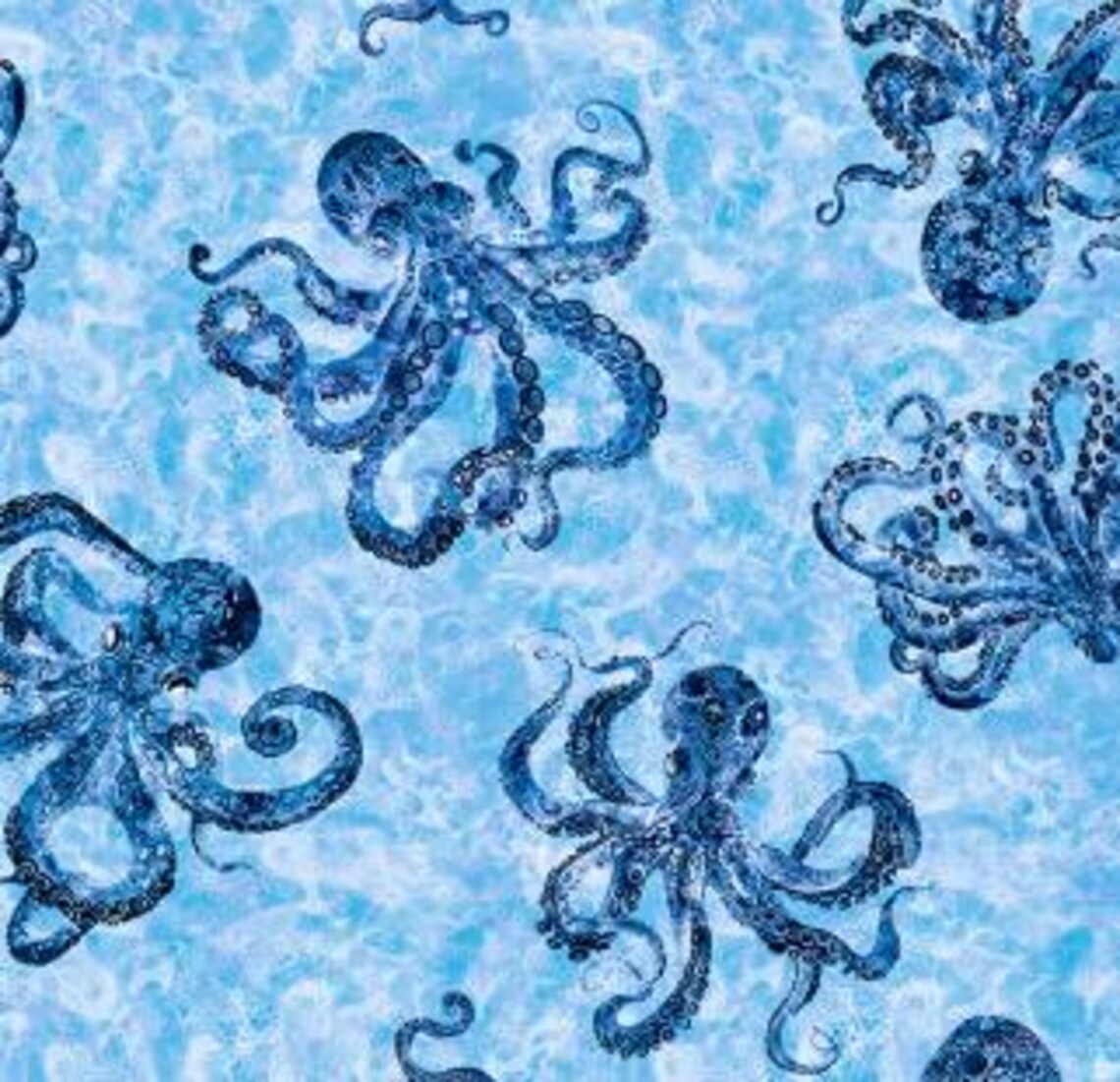 Octopus Fabric, Octopi on Blue, Ocean Blues by QT Fabrics, by the Half ...