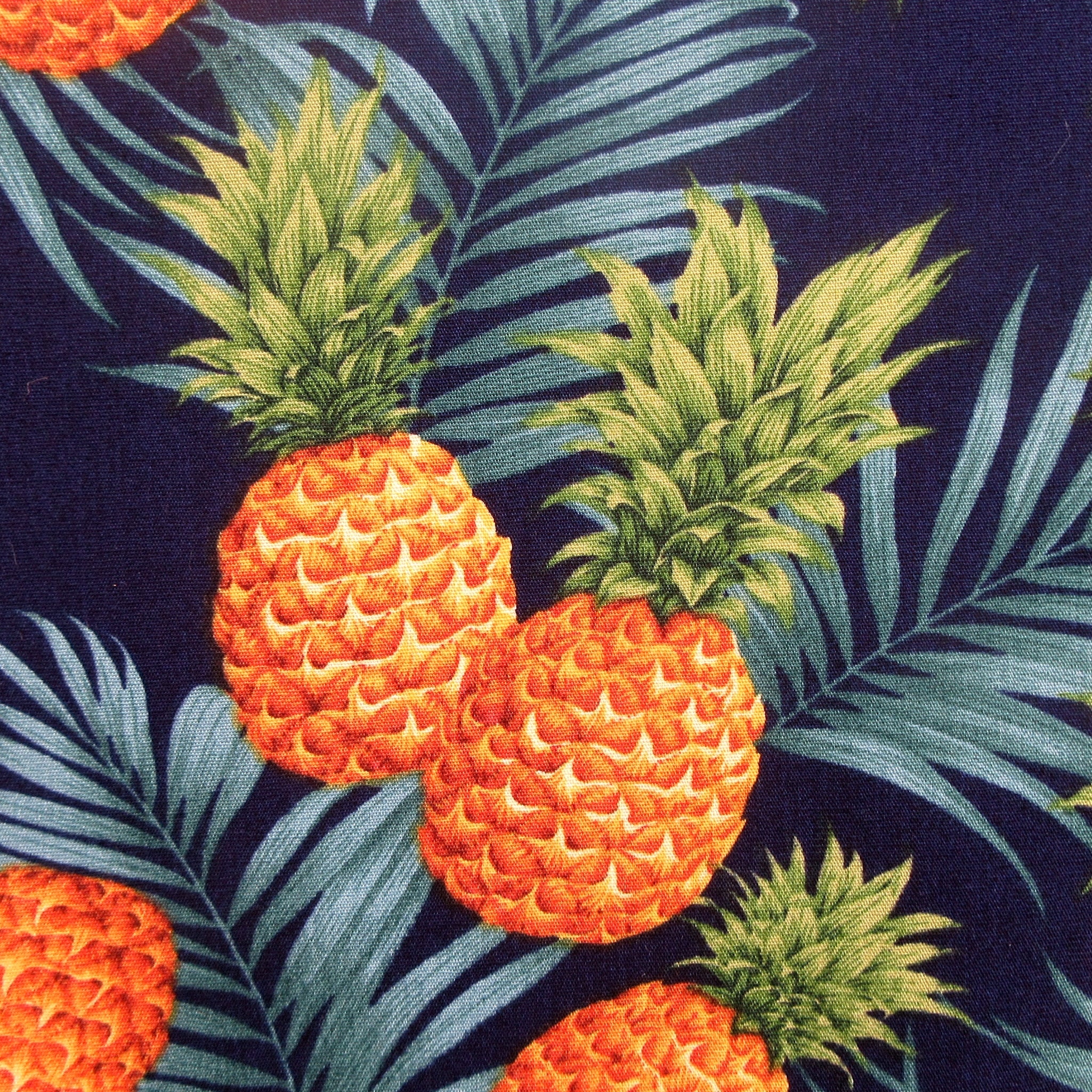 Pineapple Fabric, Golden Pineapples With Palms, by the Half or Full ...