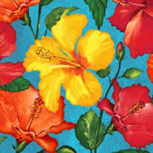 Hibiscus Fabric, Tropical Paradise by Windham Fabrics, Hibiscus on ...