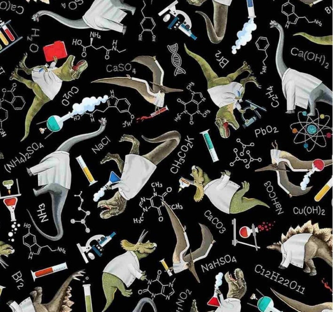 Dinosaur Fabric, Dino Scientist in Lab Coats by Timeless Treasures, by ...