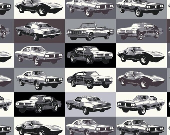 Car Fabric, Gridlock in Gray, American Muscle by Windham, Last One Yard ...