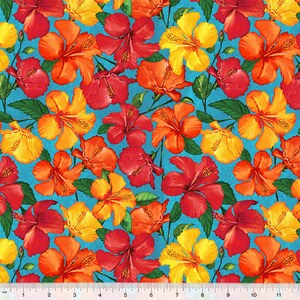 Hibiscus Fabric, Tropical Paradise by Windham Fabrics, Hibiscus on ...