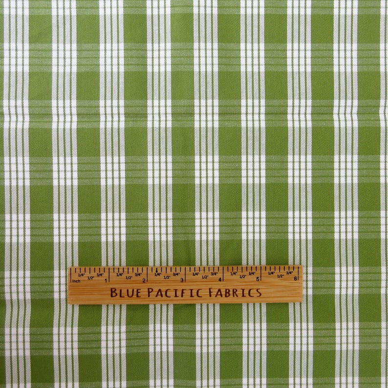 Fabric, Olive Yarn Dyed Palaka Hawaiian Plaid, 100% Cotton Woven by the ...