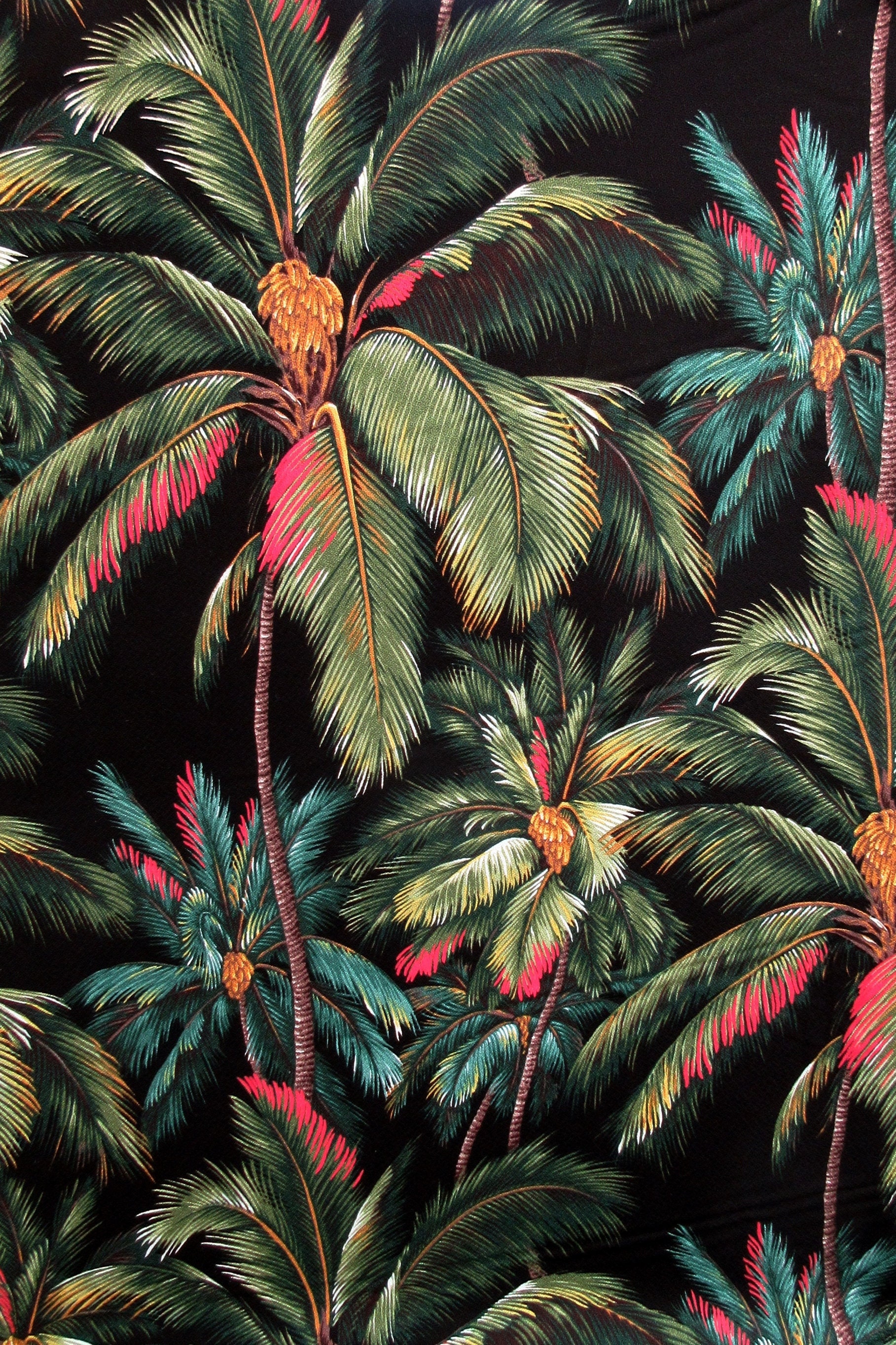 BARKCLOTH Fabric, Island Palms on Black, Large Scale Hawaii Tropical ...