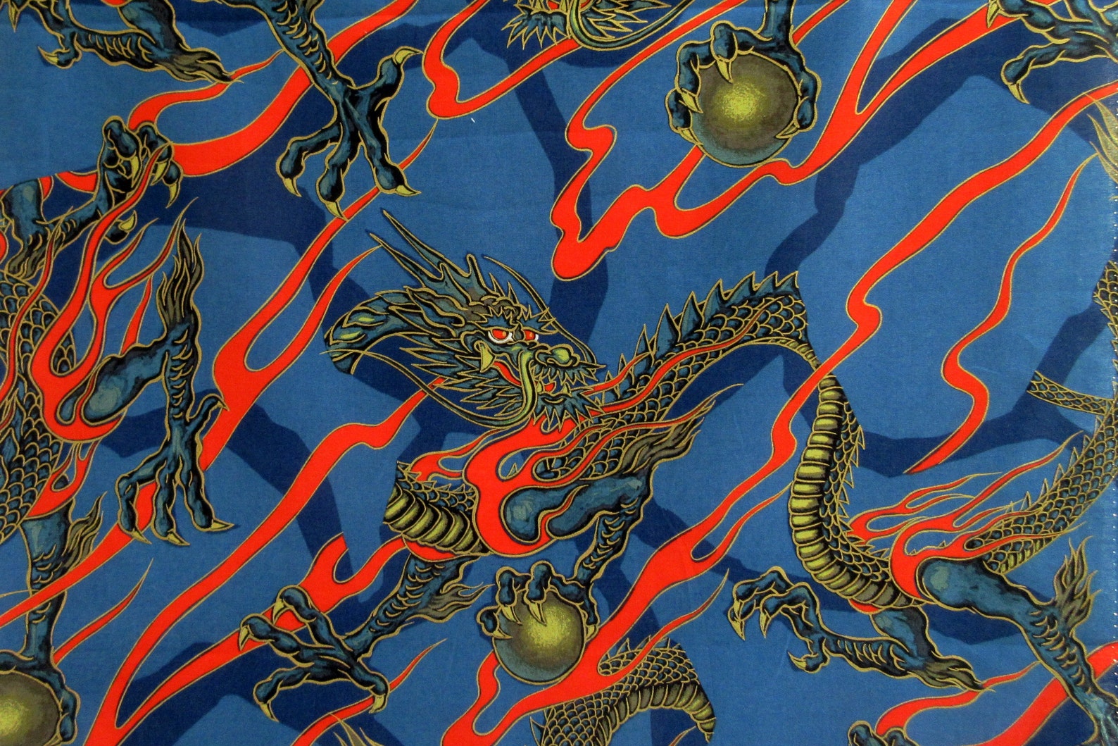 Dragon Fabric Golden Tatsu in Indigo With Gold Metallic - Etsy