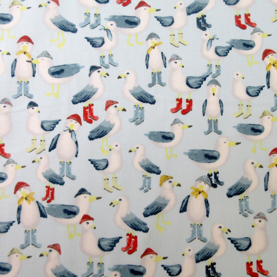 Seagull Sailor Fabric Flock of Seagulls in Light Blue Hook | Etsy
