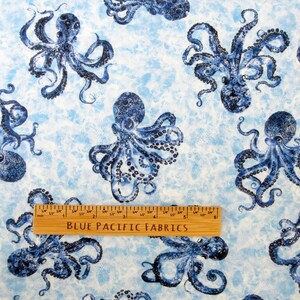 Octopus Fabric, Octopi on Blue, Ocean Blues by QT Fabrics, by the Half ...