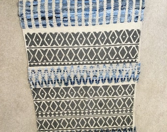 Samundra Denim Chindi Rag Rug and Matching Cushion Cover - Etsy