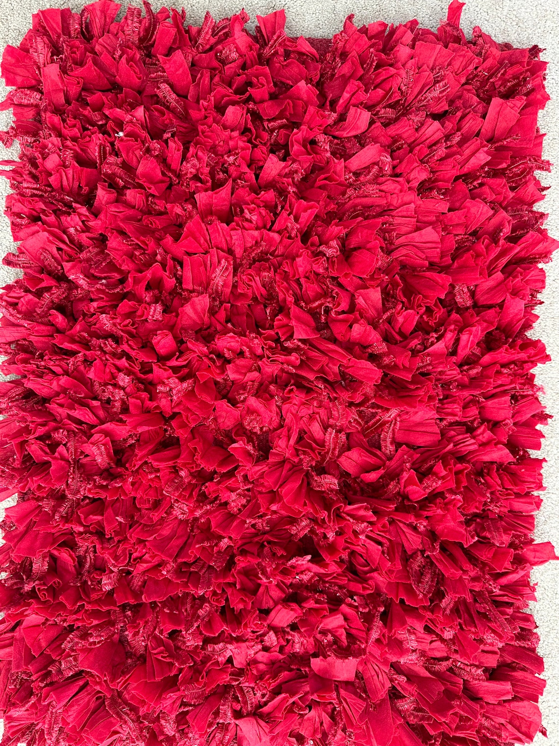Red Shag Rag Rug - Etsy