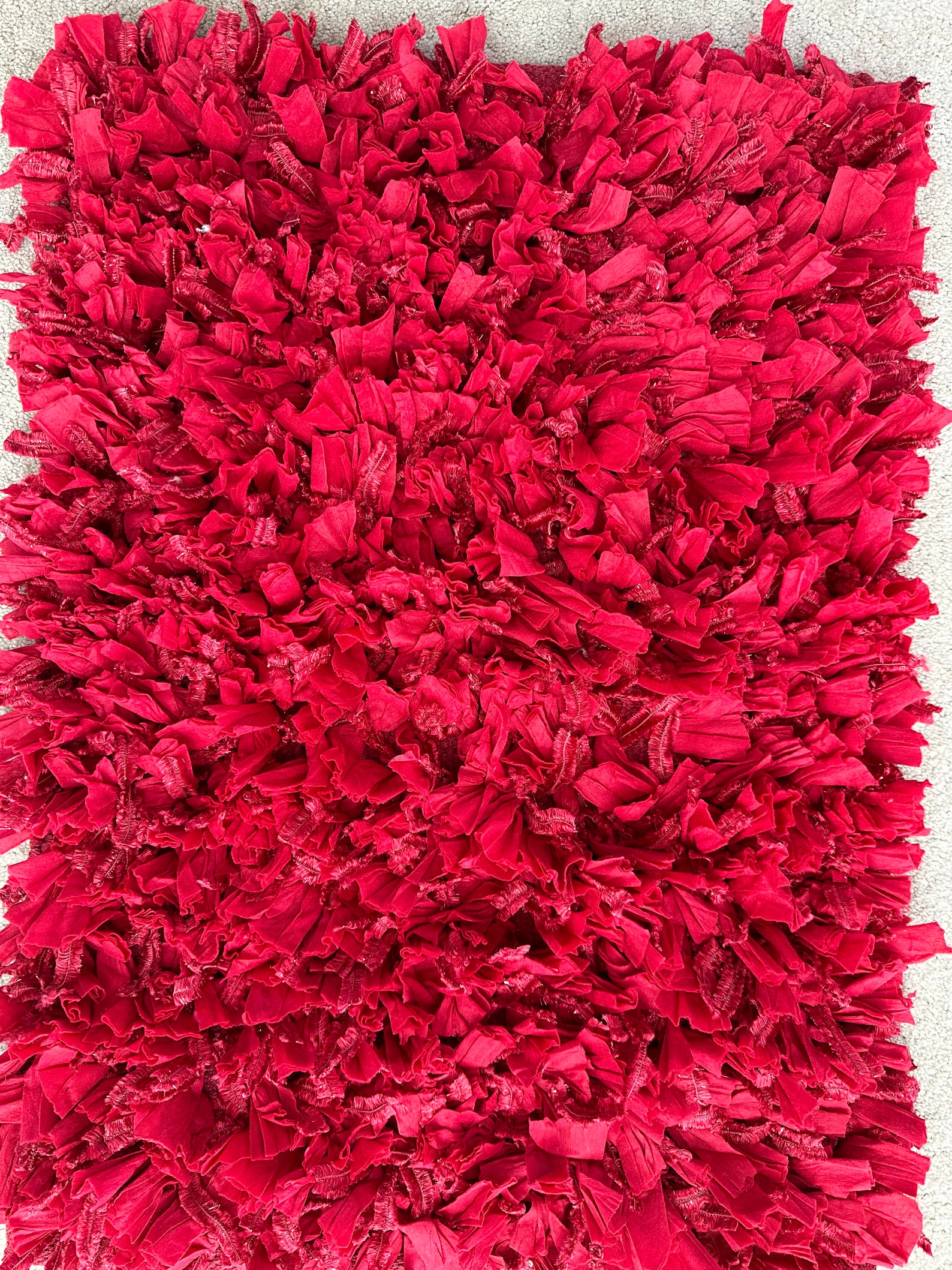 Red Shag Rag Rug - Etsy