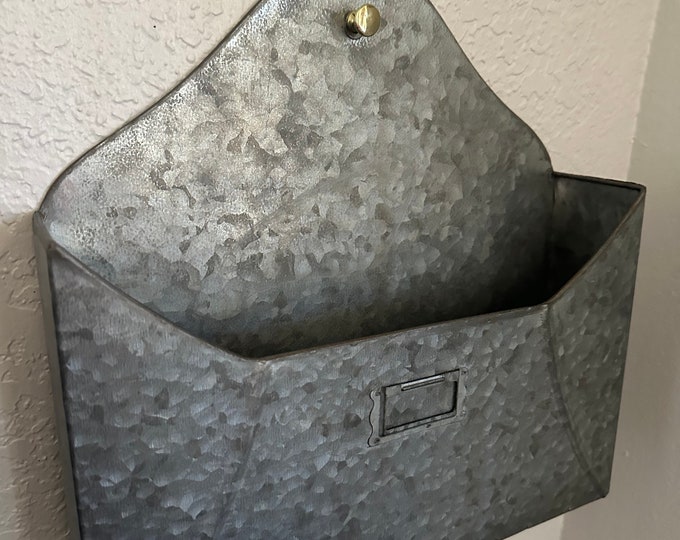 Envelope Mail Pocket Farmhouse Galvanized Metal Office Wall Decor ...