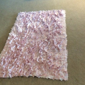 Rag Rug, Baby Pink & White Boho Chic Area Rug, Shag Rugs, Shabby Chic ...