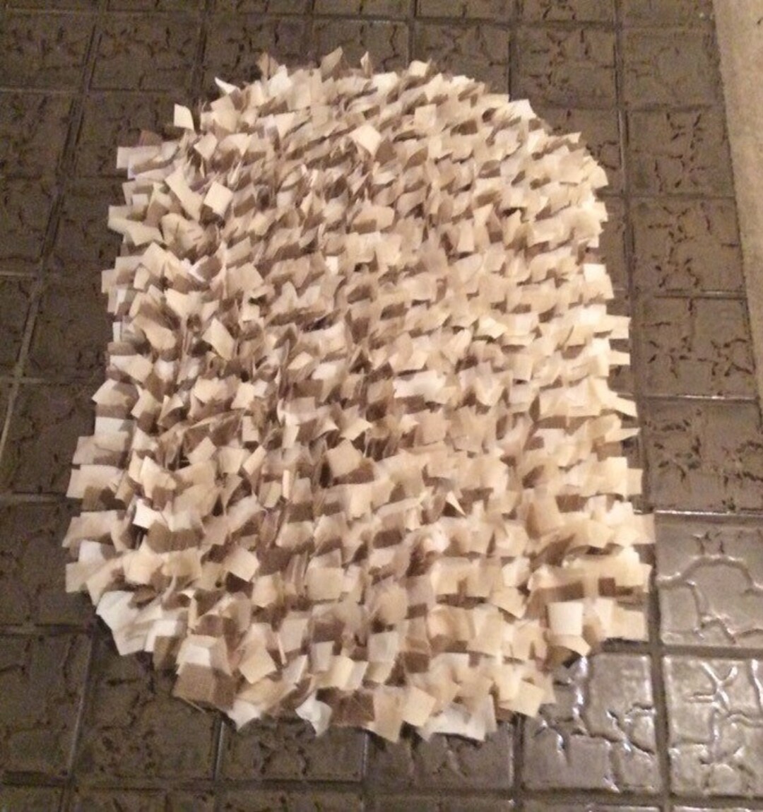 Burlap Rag Rug, Oval Rugs, Shabby Chic Shag, Burlap White and Beige ...