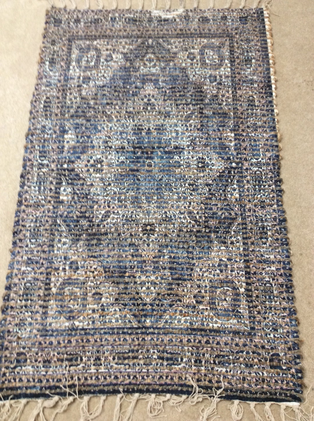 Beautiful Handmade Jute Chindi Rug, Handmade Rag Rug, Boho Rag Rug ...