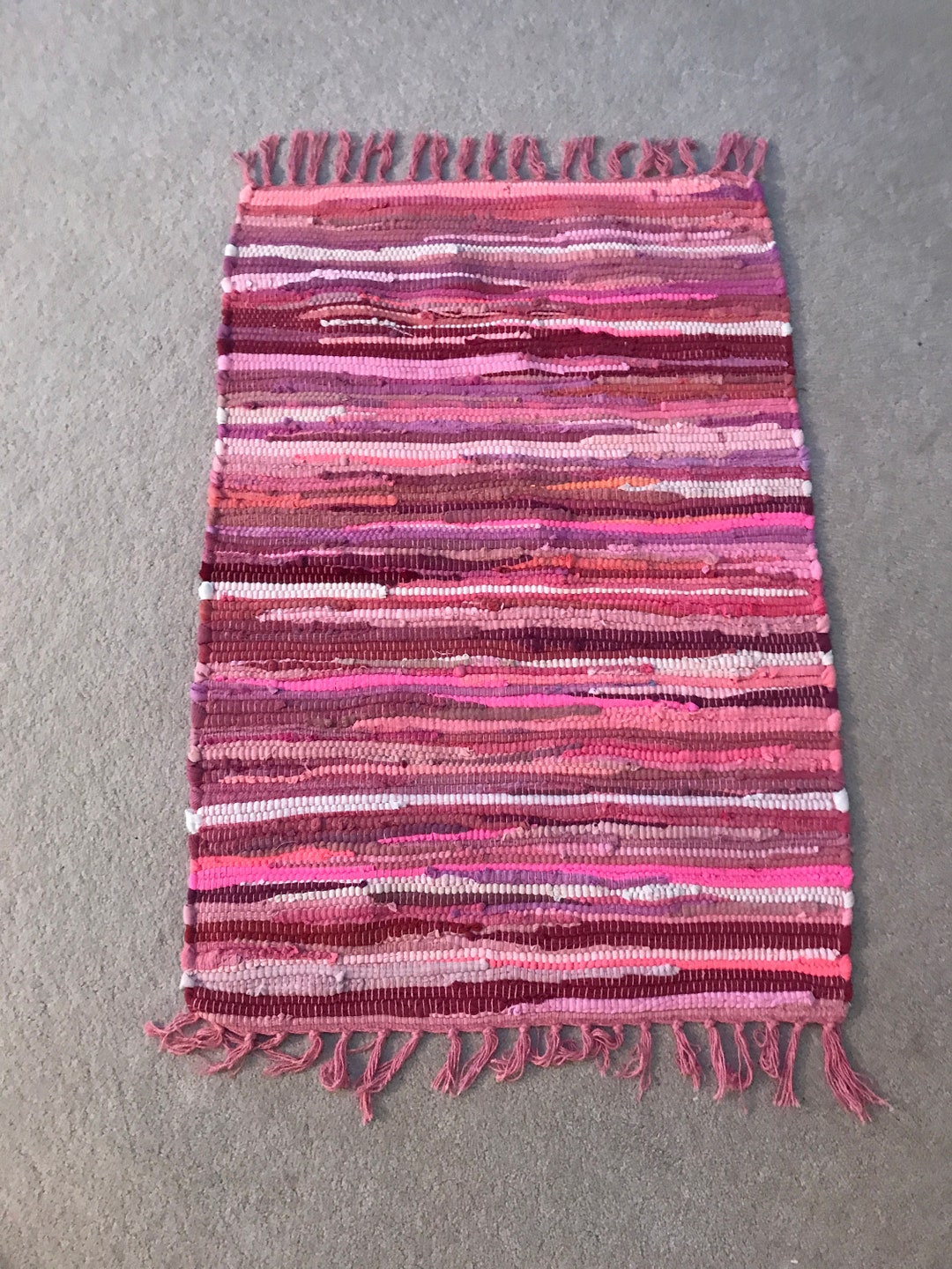 Beautiful Pink Rag Rug - Etsy